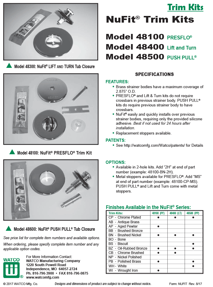 Watco NuFit® Trim Kits