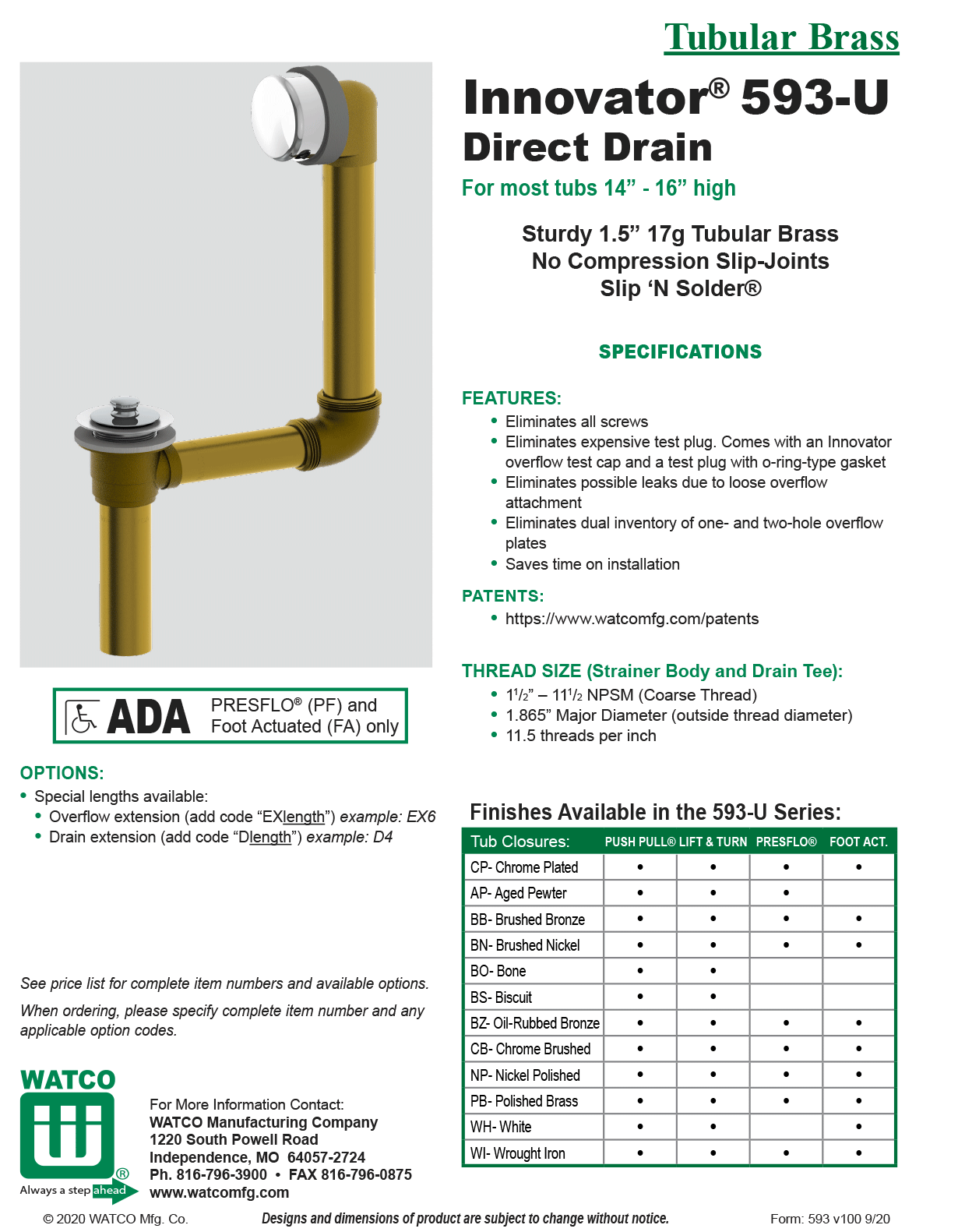 Tubular Brass Model 501/502-U 551/552-U