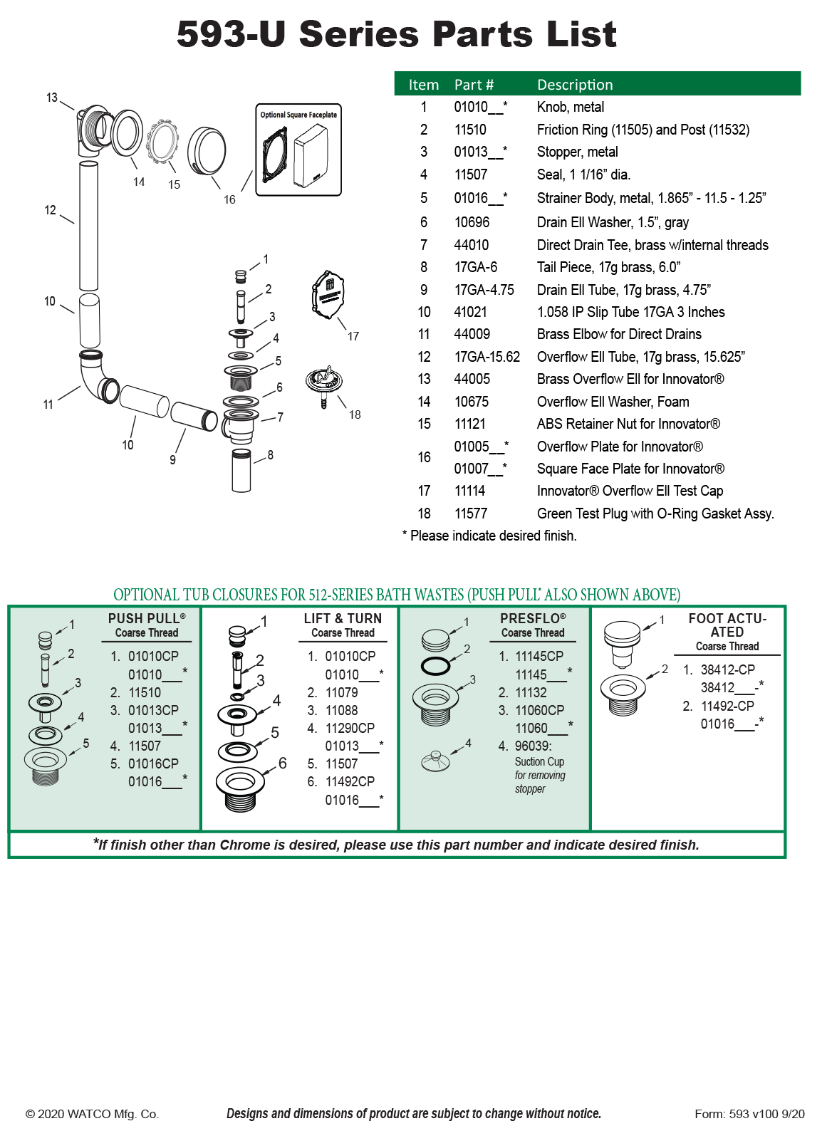 Tubular Brass Model 501/502-U 551/552-U
