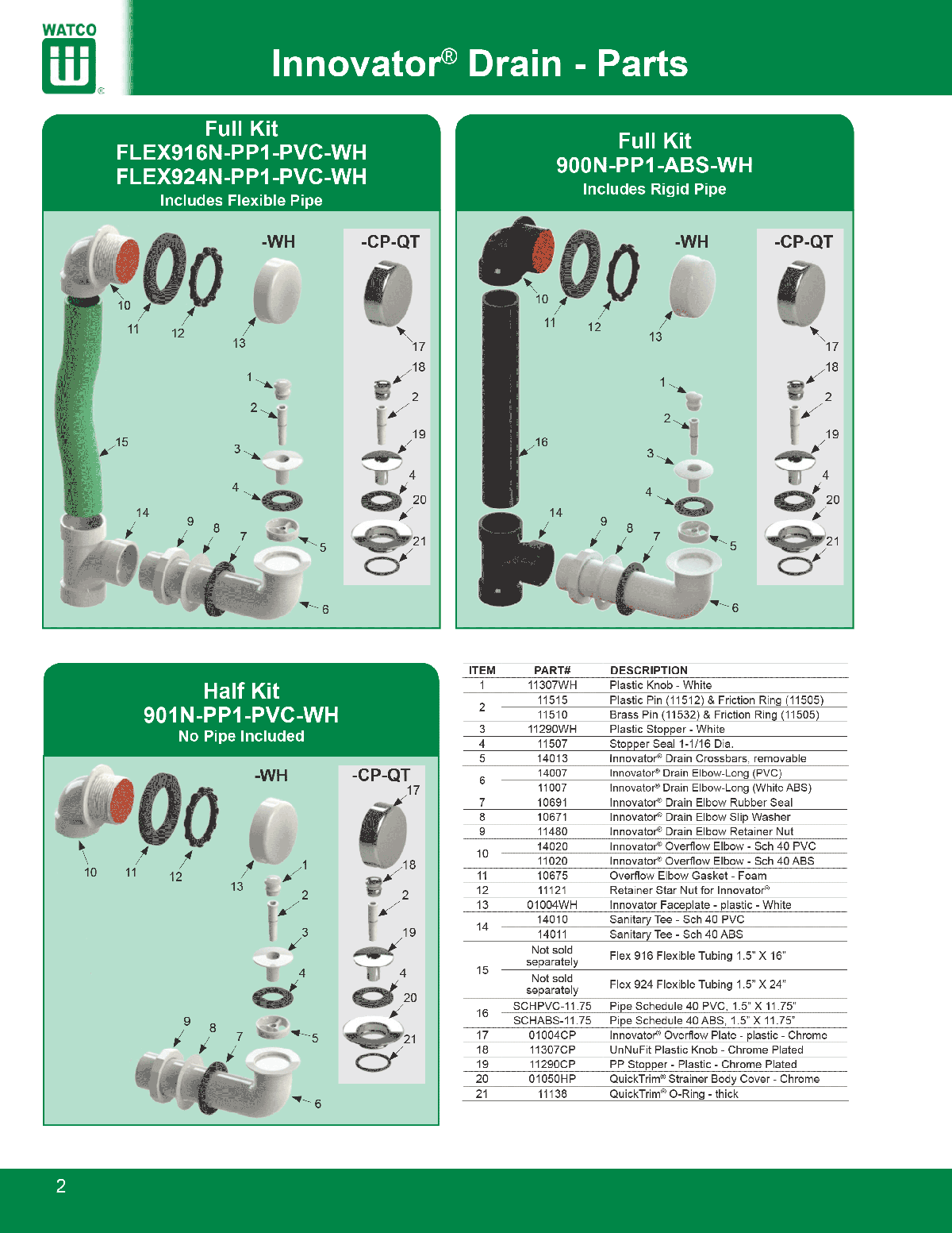 Watco Innovator Drain Parts
